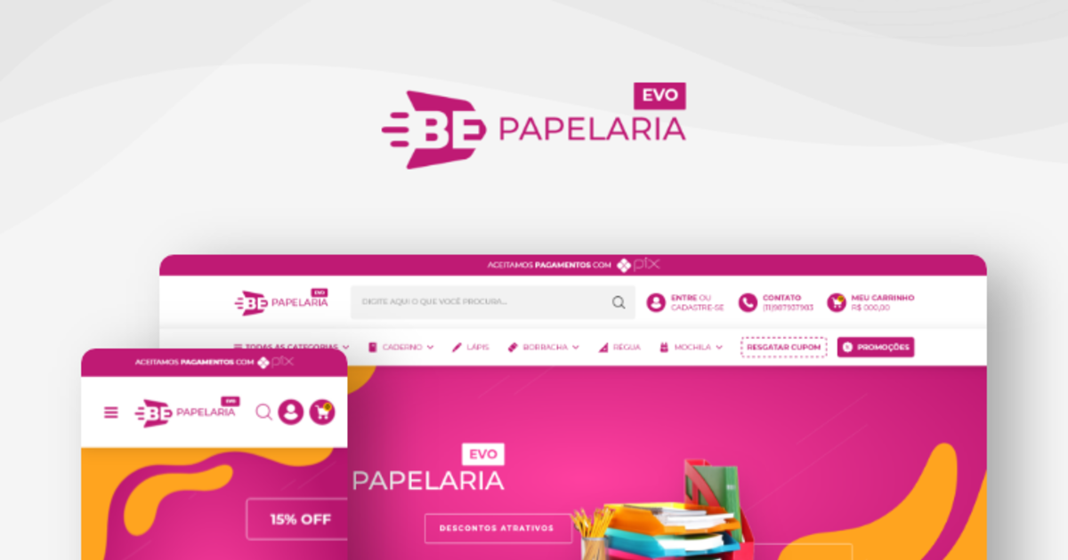 Evo Papelaria - Cadernos Canetas Material | Beep Theme